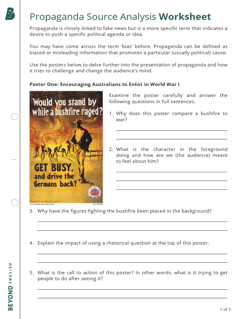 Propaganda Source Analysis Worksheet | PDF | Propaganda | Human ...