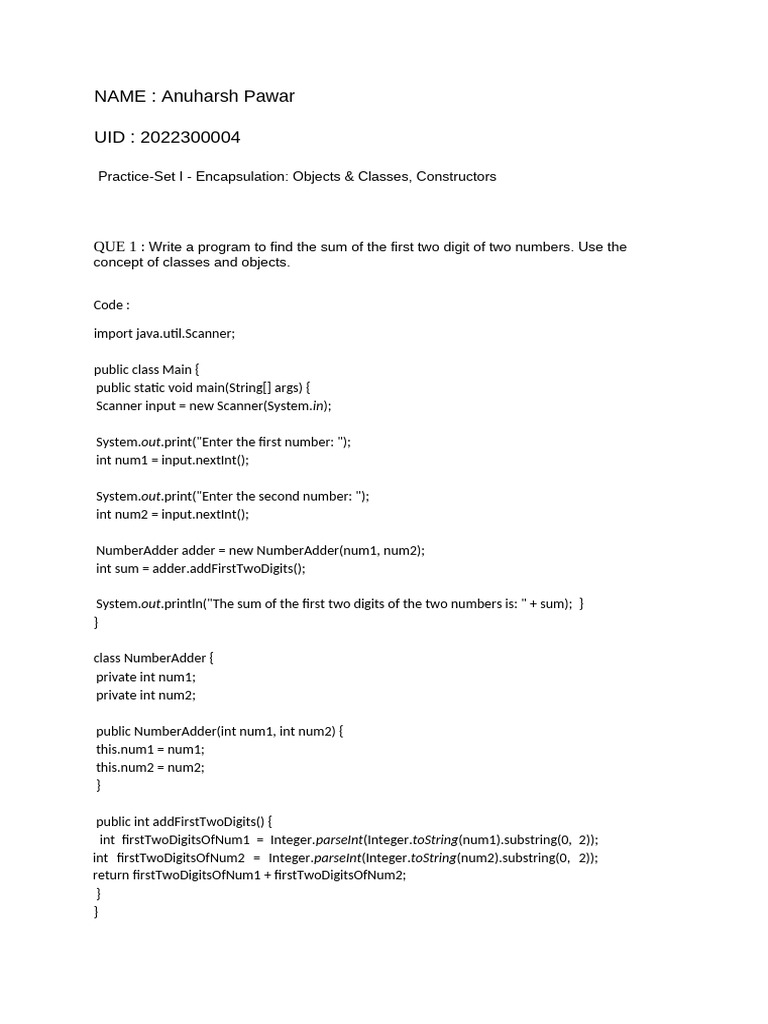 MARK-1 | PDF | Integer (Computer Science) | Constructor (Object Oriented Programming)
