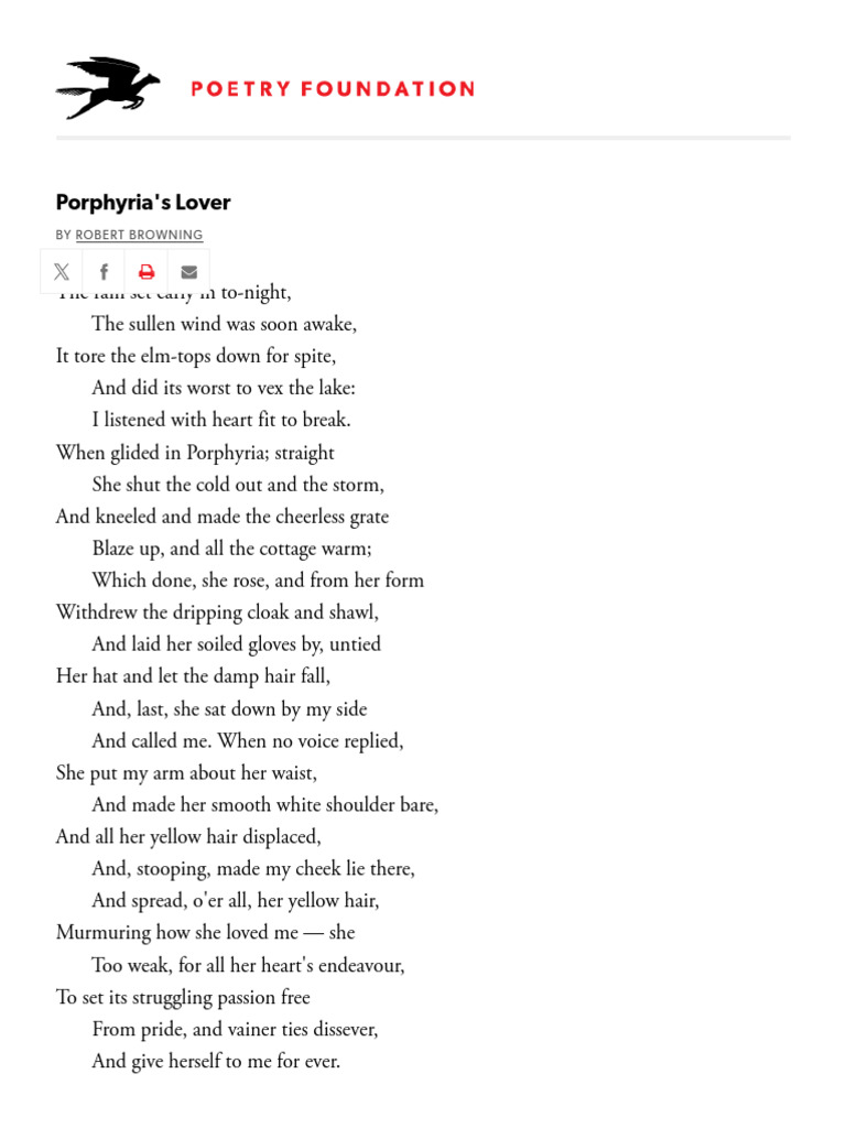 Porphyria's Lover | PDF | Poetry