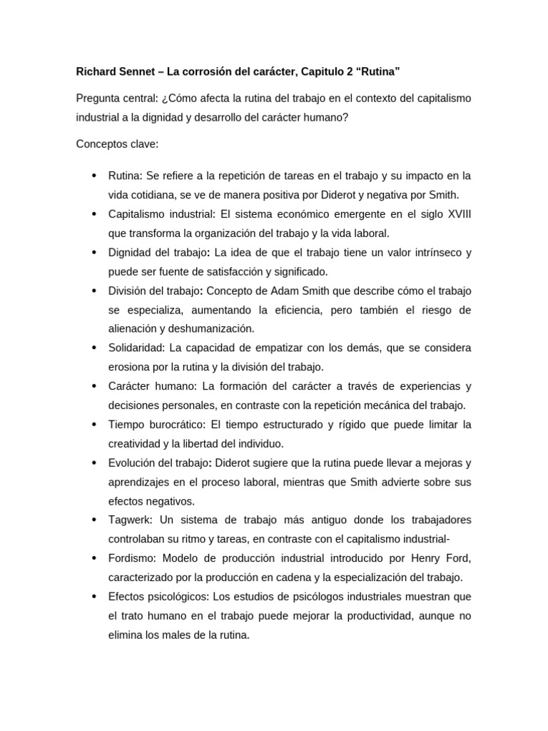 Cap2 y 3 Richard Sennet | PDF | Division de trabajo | Capitalismo