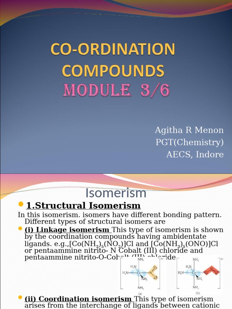 XII Chemistry Co Ordination Compounds 3 of 6 | PDF | Coordination Complex | Isomer