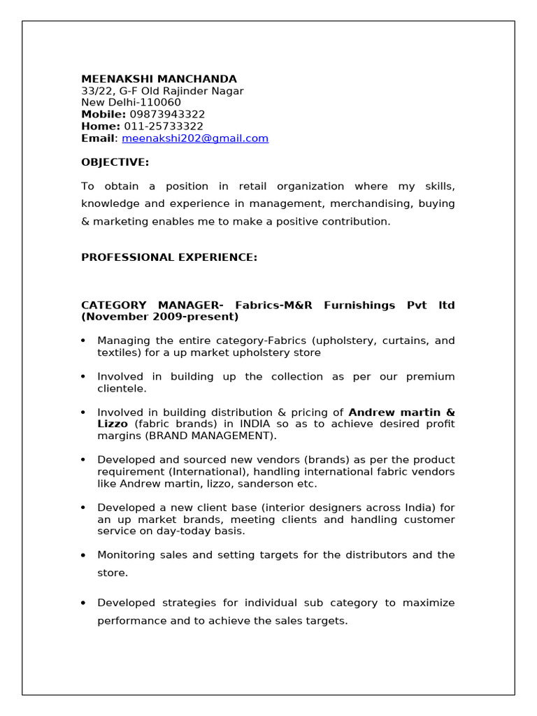 Meenakshi Manchanda | PDF | Retail | Merchandising