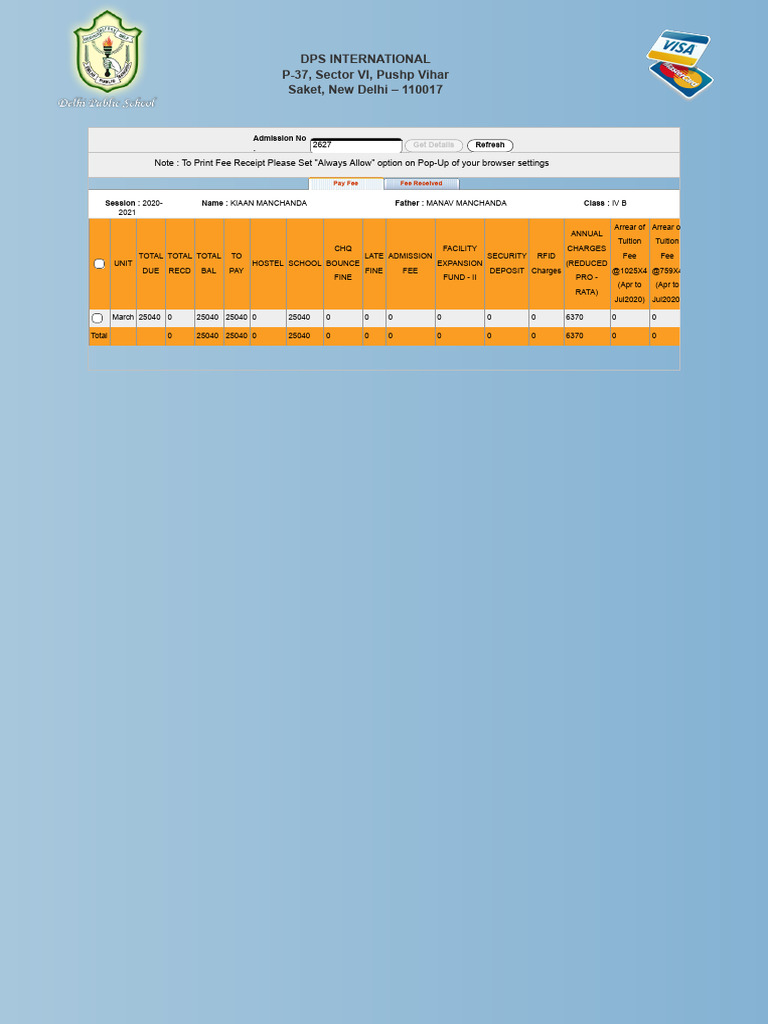 .InFee PaymentfrmStudPresonalFeeDetails - Aspx | PDF | Payments ...
