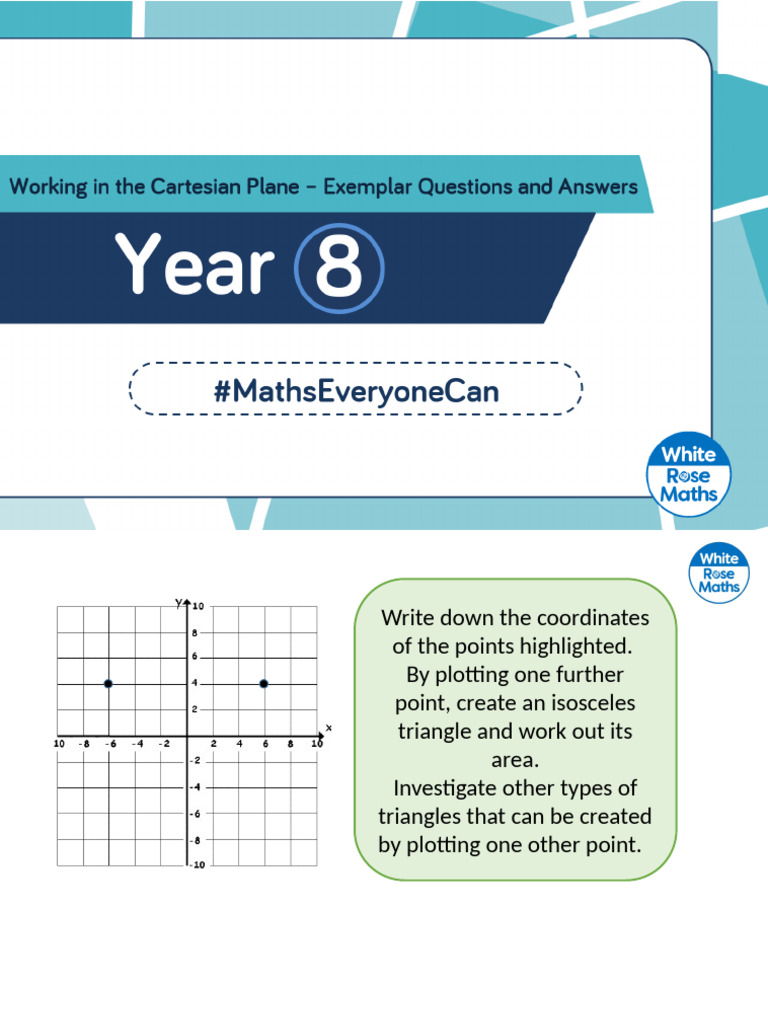 Year 8 Working in The Cartesian Plane Exemplar Questions | PDF ...