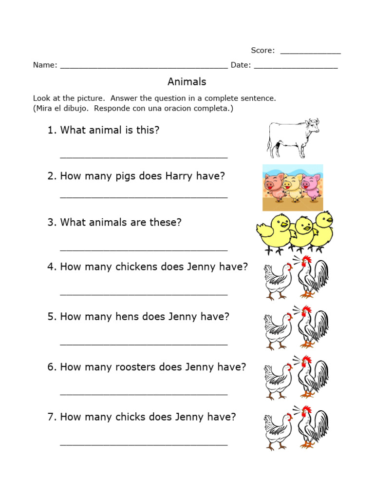 Farm Animals - Fill in The Blank | PDF | Self-Improvement