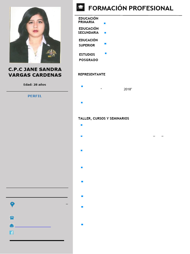 CV Jane Vargas | PDF | Contador | Contabilidad