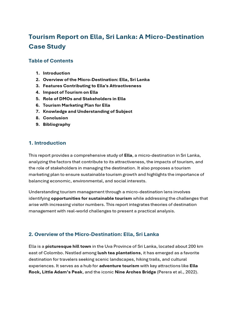Ella, Sri Lanka: Tourism Impact Report | PDF | Tourism | Sustainability