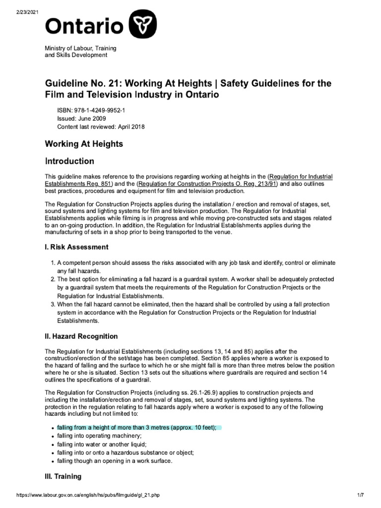 Working at Heights Ontario | PDF