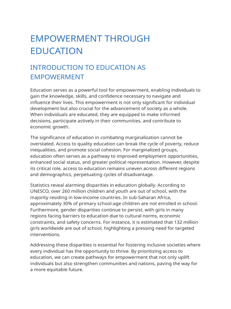 Empowerment Through Education | PDF | Social Exclusion | Inclusion ...