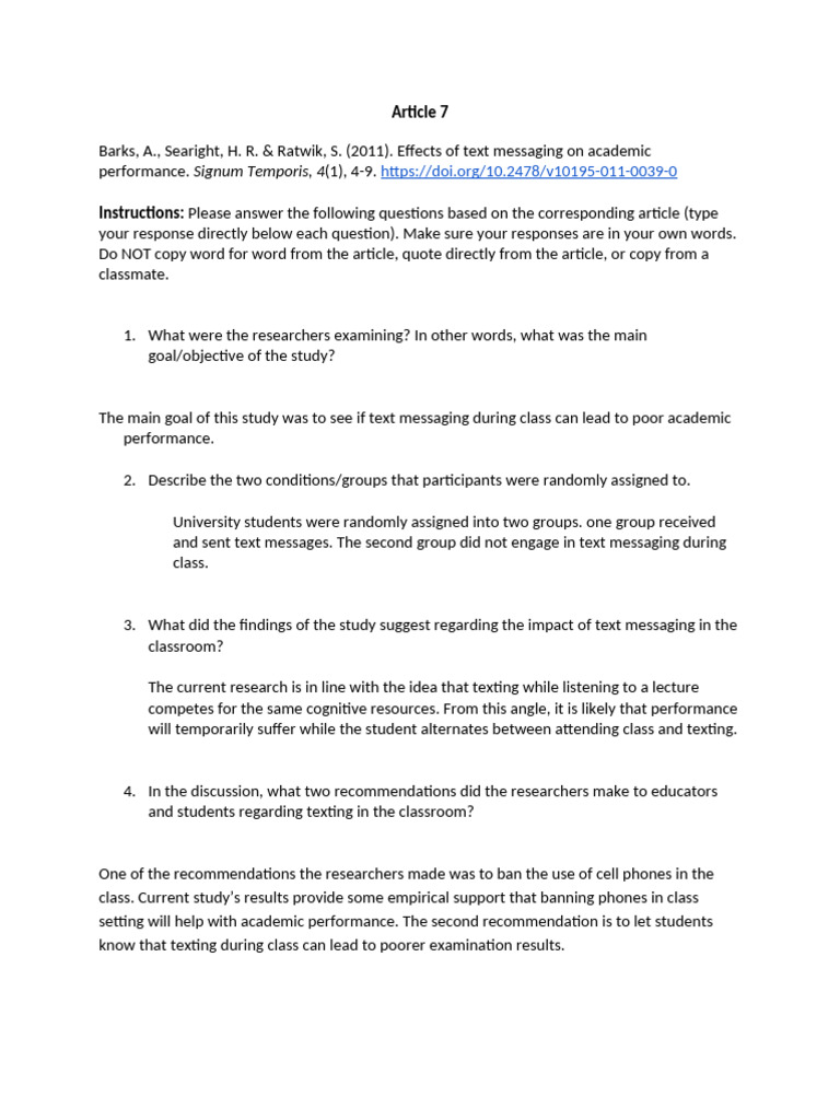 Article 7 Questions | PDF