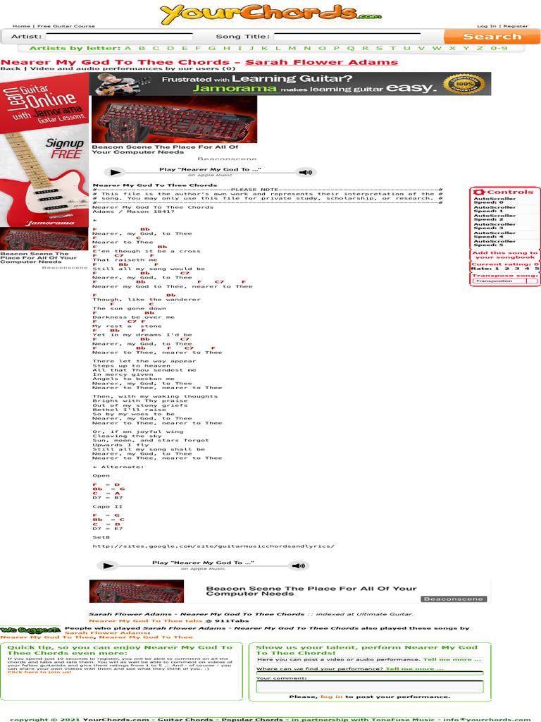 Nearer My God To Thee Chords - Sarah Flower Adams - Guitar Chords ...