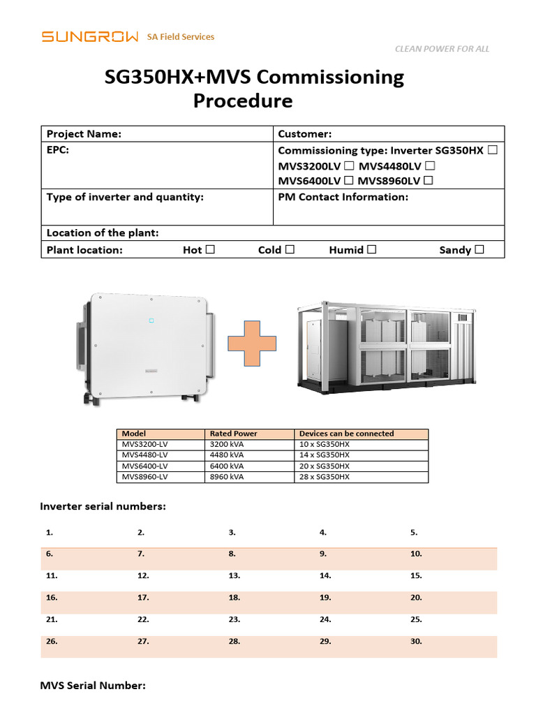 SG350HX and MVS Commissioning Guide | PDF | Switch | Power Inverter
