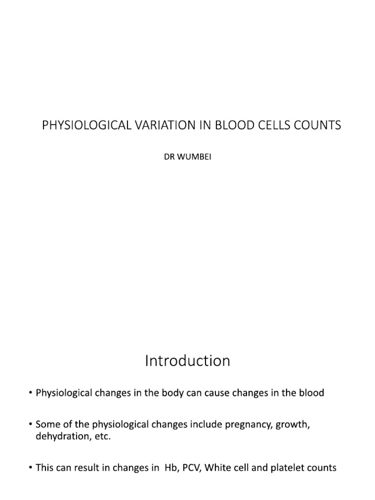 Physiological Variations On Blood Cells | PDF