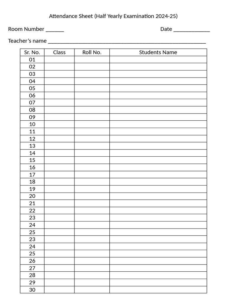Attendence Sheet | PDF