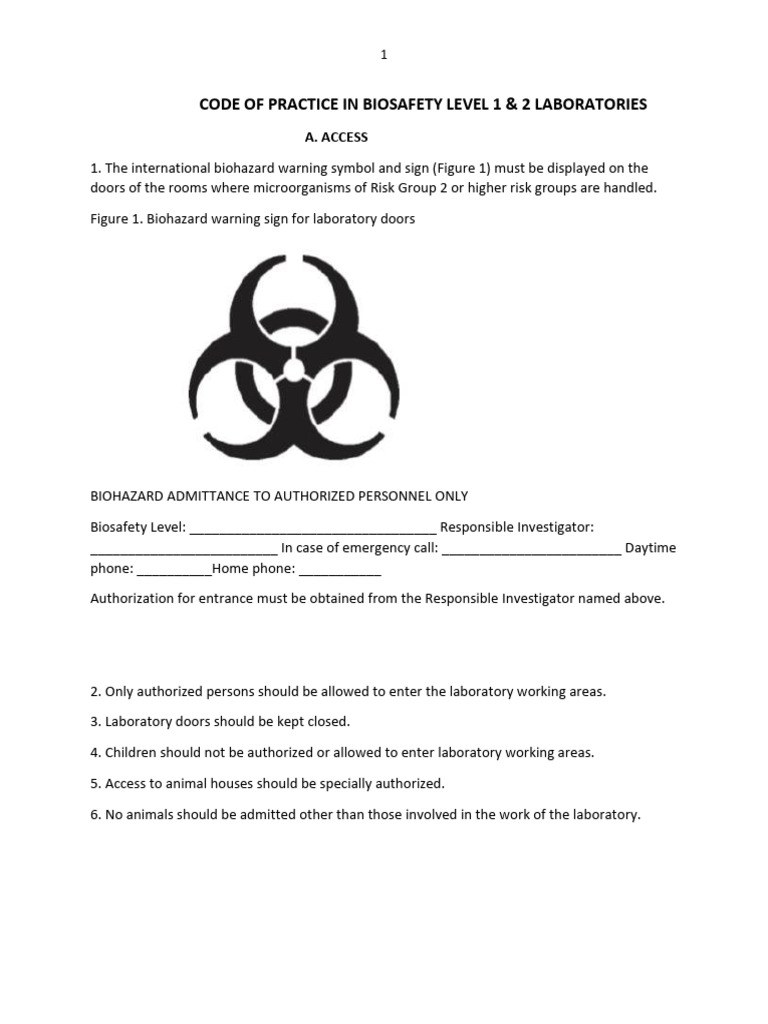 BIOSAFETY LEVEL 1 & 2 - WHO - Jan. 2023 .Mr. Victor | PDF | Syringe ...