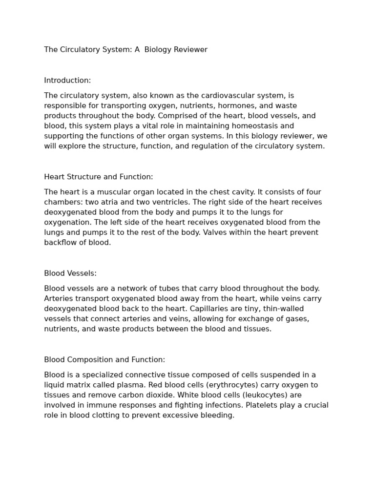 Circulatory System Overview and Insights | PDF | Blood | Heart