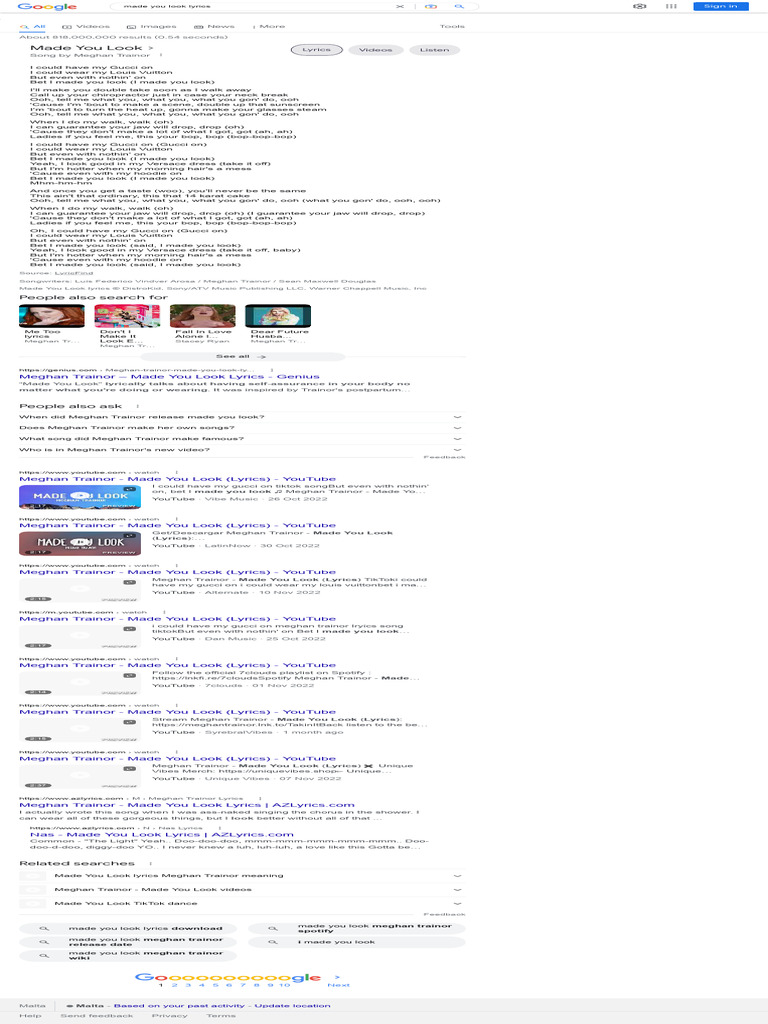 Made You Look Lyrics - Google Search | PDF | Pop Music | Pop Songs