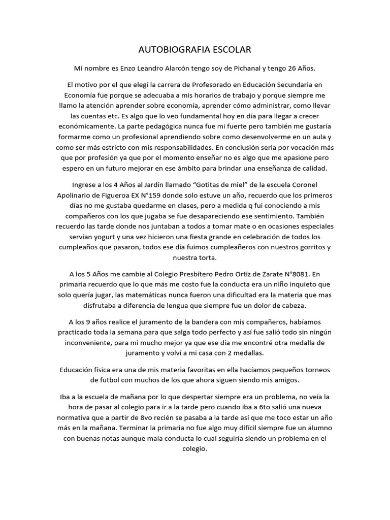Autobiografia Escolar | PDF | Escuelas