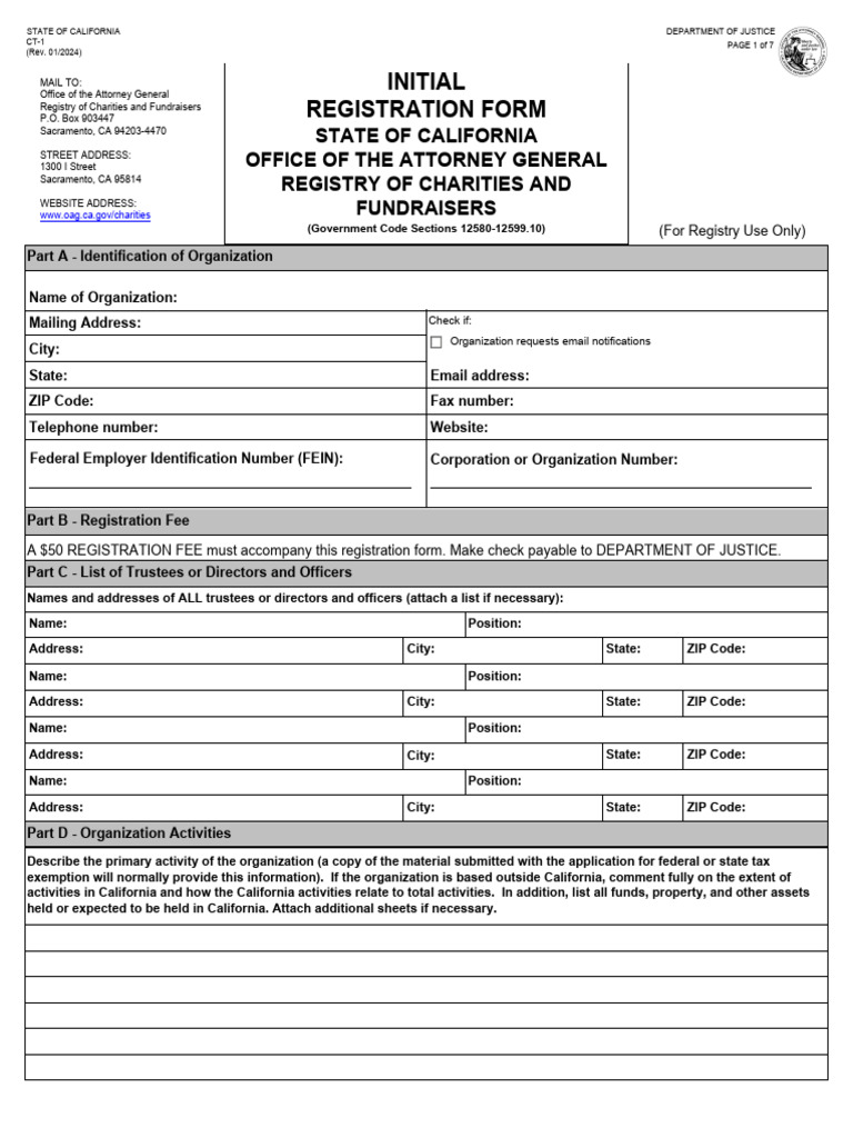 ct1-form | PDF | Charitable Organization | 501(C) Organization