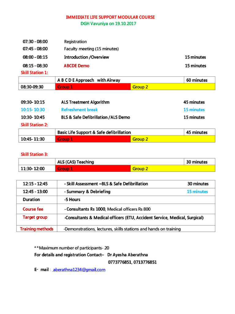 ILS - Modular Course - Time table-DGH Vavuniya | PDF