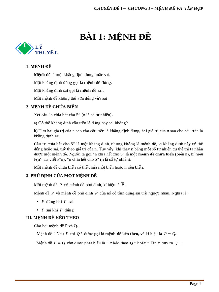 Chuyen de Menh de Va Tap Hop Toan 10 Chan Troi Sang Tao | PDF