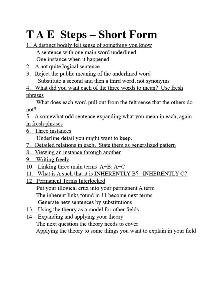 TAE Steps Short Form | PDF | Language Arts & Discipline | Science ...