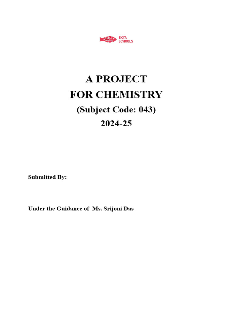 Chemistry Investigatory Project Format | PDF