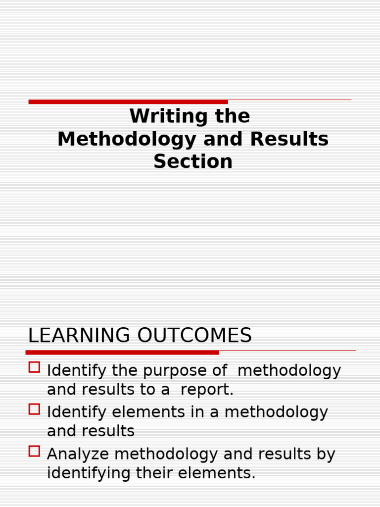 Writing The Methodology and Results Section | PDF | Sampling ...