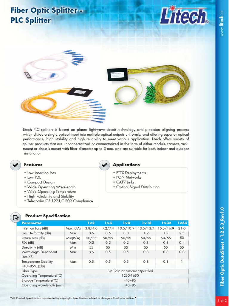 1.2.5.3 - Coupler & Splitter - PLC Splitter - Vr3 Rev 1.1 | PDF ...