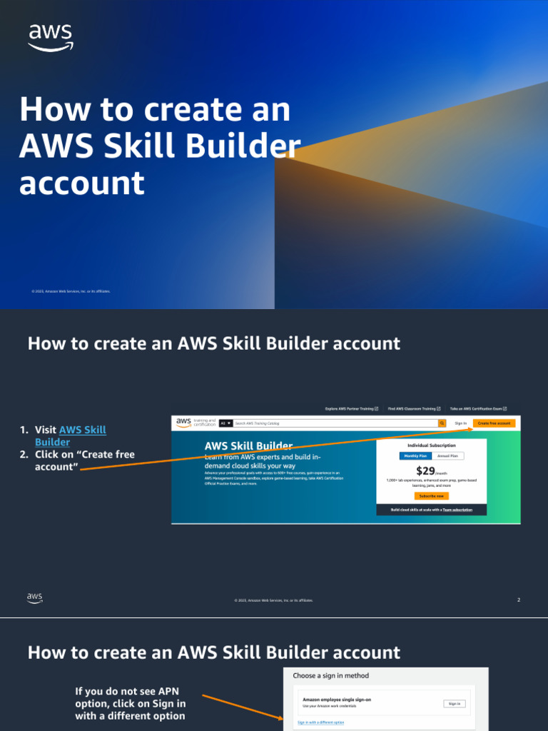 How To Create An AWS Skill Builder - APN Account | PDF | Amazon Web ...