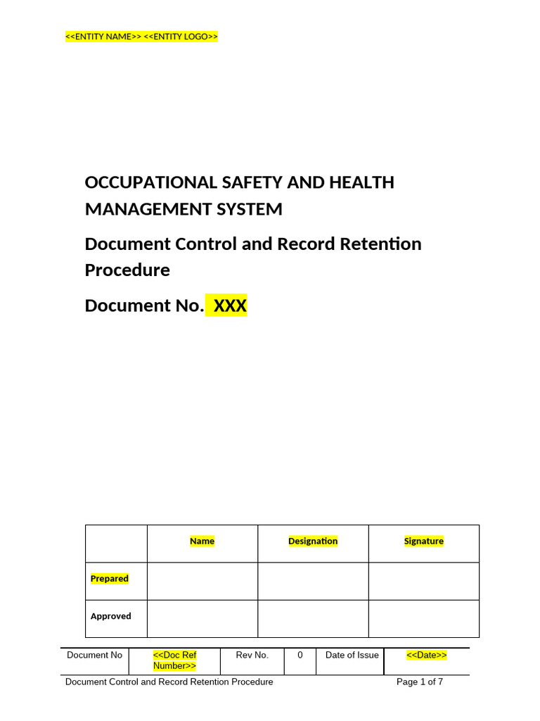 Document Control and Record Retention Procedure | PDF | Occupational ...