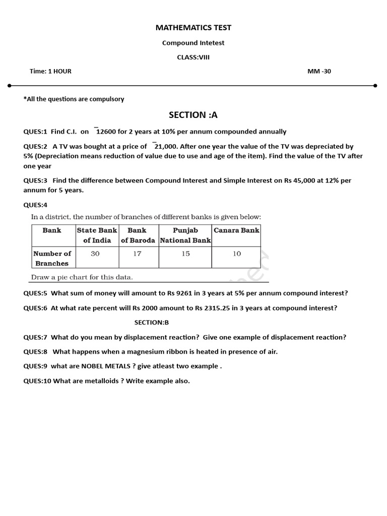 Compound Interest Test | PDF