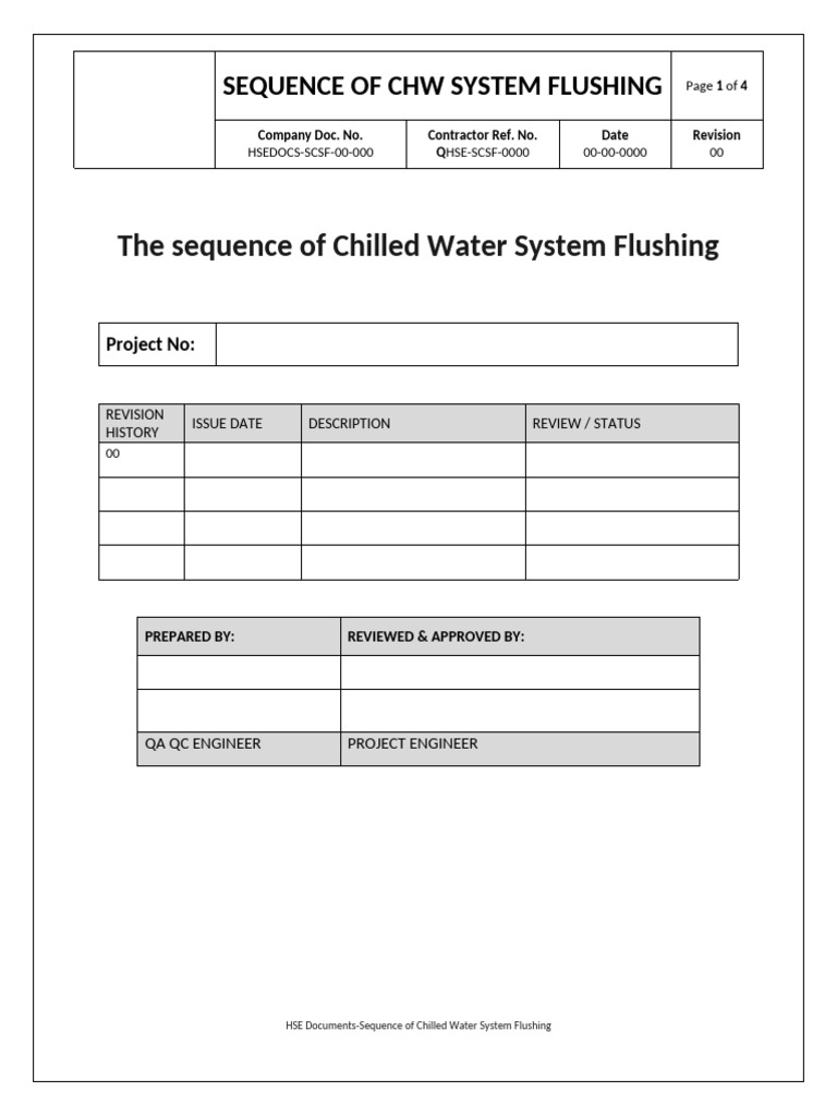 HSE Documents-Sequence of Chilled Water System Flushing | PDF | Home ...