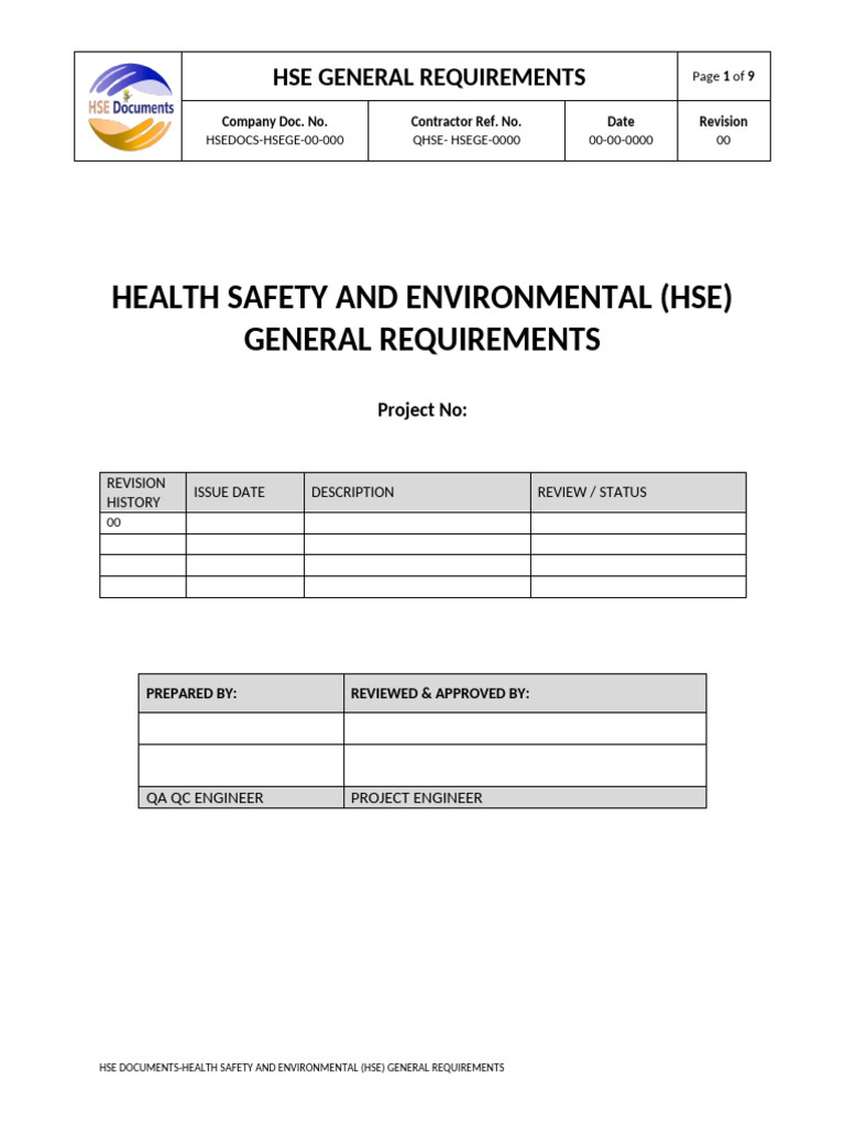 Hse General Requirements | PDF | Committee | Safety