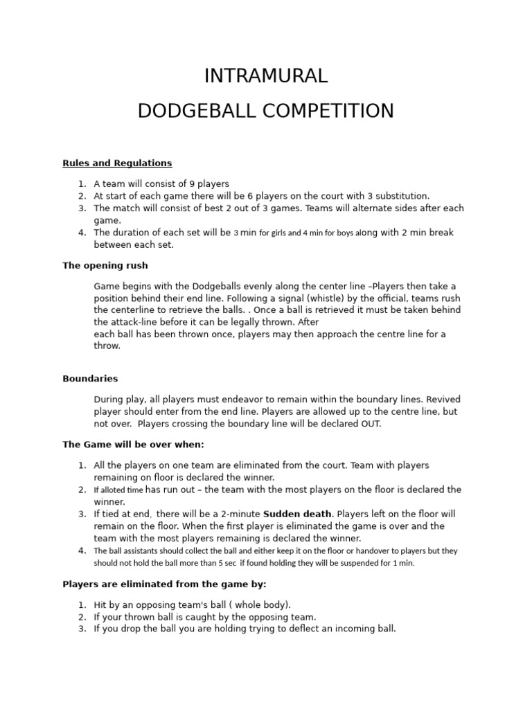 rules_of_dodgeball[1] | PDF | American Football | Sports Rules And ...