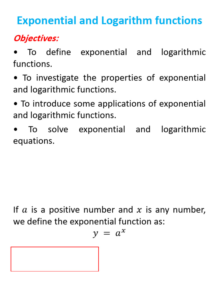 Exponential & Logarithm Guide | PDF | Logarithm | Function (Mathematics)