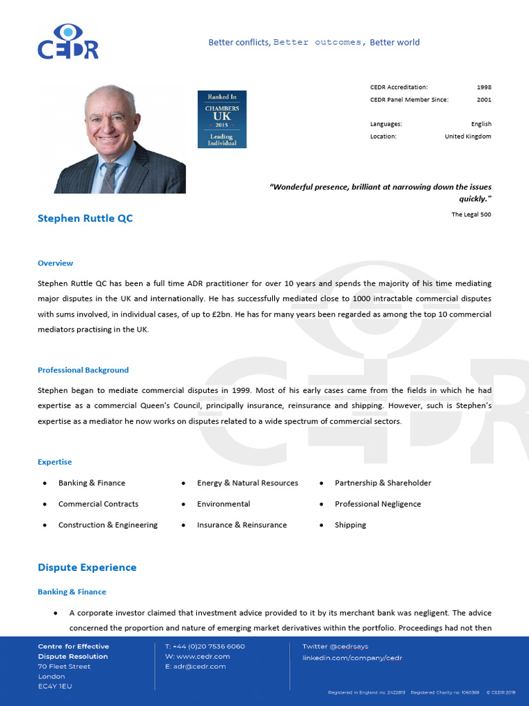 Ruttle-Stephen CV dịch | PDF | Mediation | Alternative Dispute Resolution