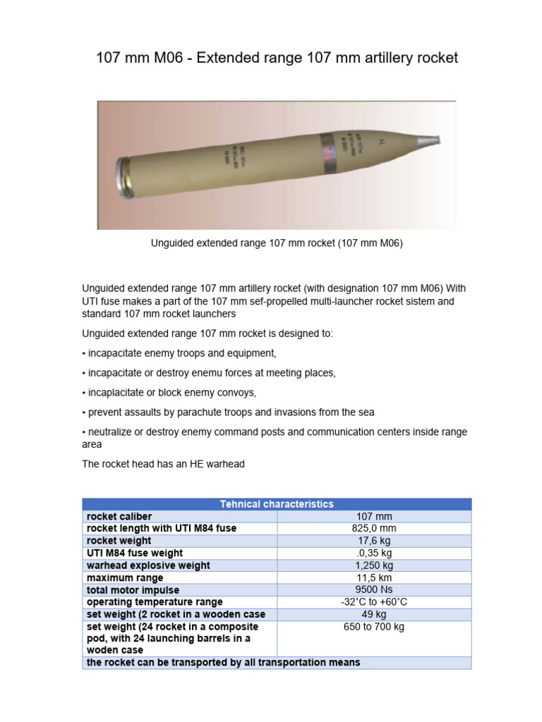 Unguided-extended-range-107-mm-artillery-rocket-en | PDF | Rocket ...