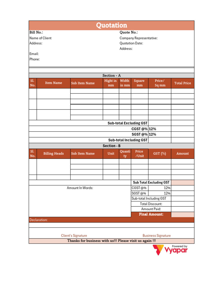 Interior Quotation Format 2 | PDF | Finance & Money Management