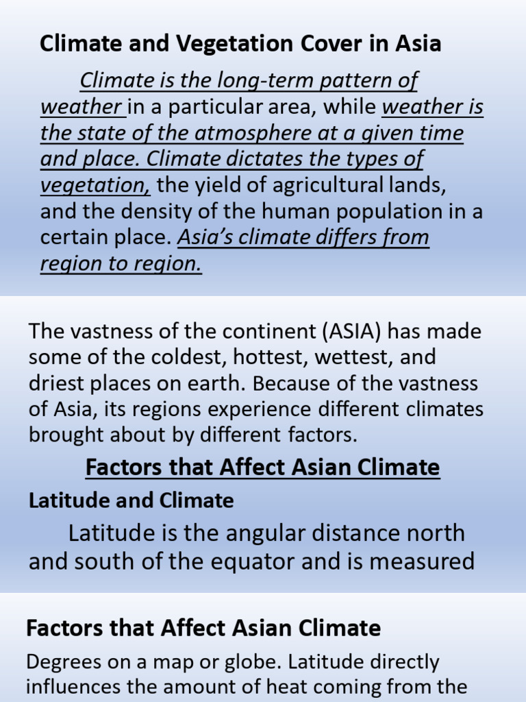 Climate and Vegetation Cover in Asia | PDF | Temperate Climate ...