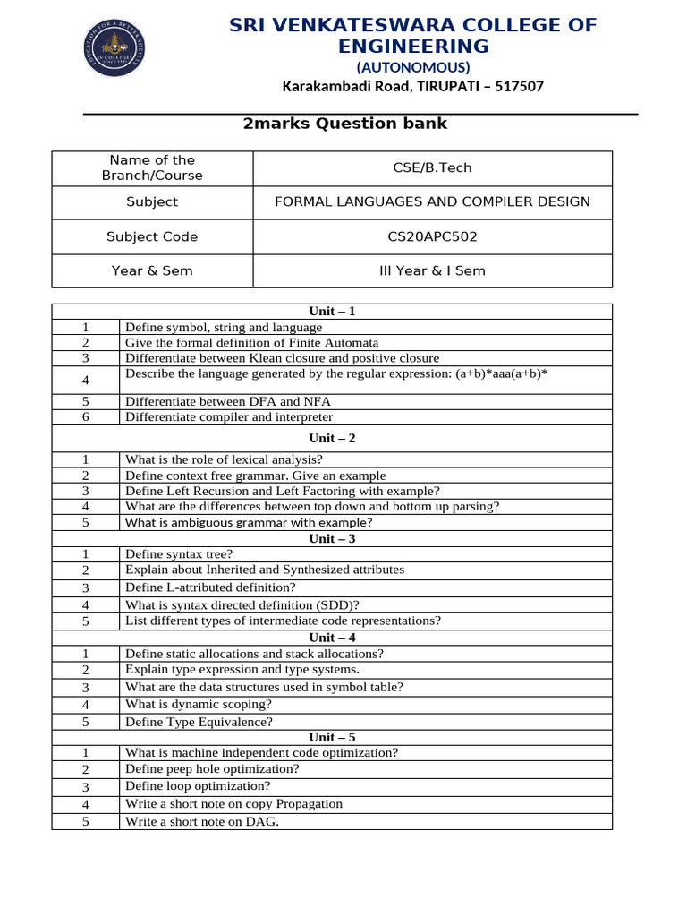 2M FLCD QuestionBank - Updated | PDF