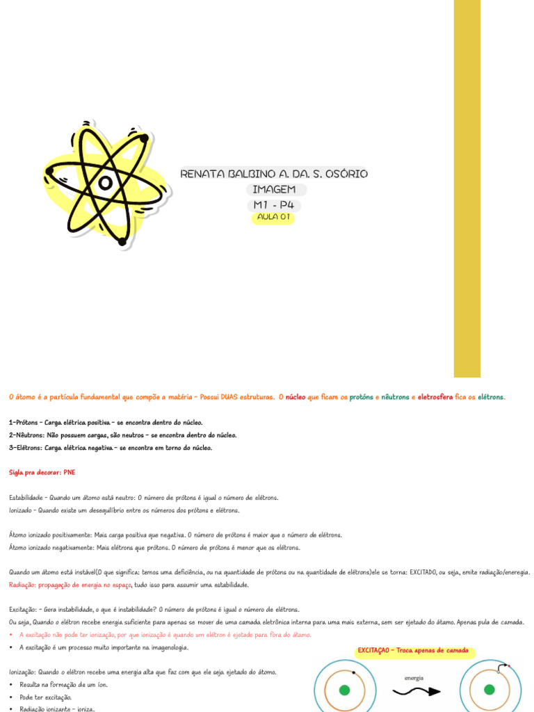 Imagem - P4 - M1. - AULA 1 | PDF | Elétron | Próton
