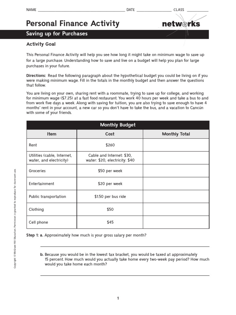 Ch19 L1 Personal Finance ActivityFILLABLE | PDF | Government Finances ...
