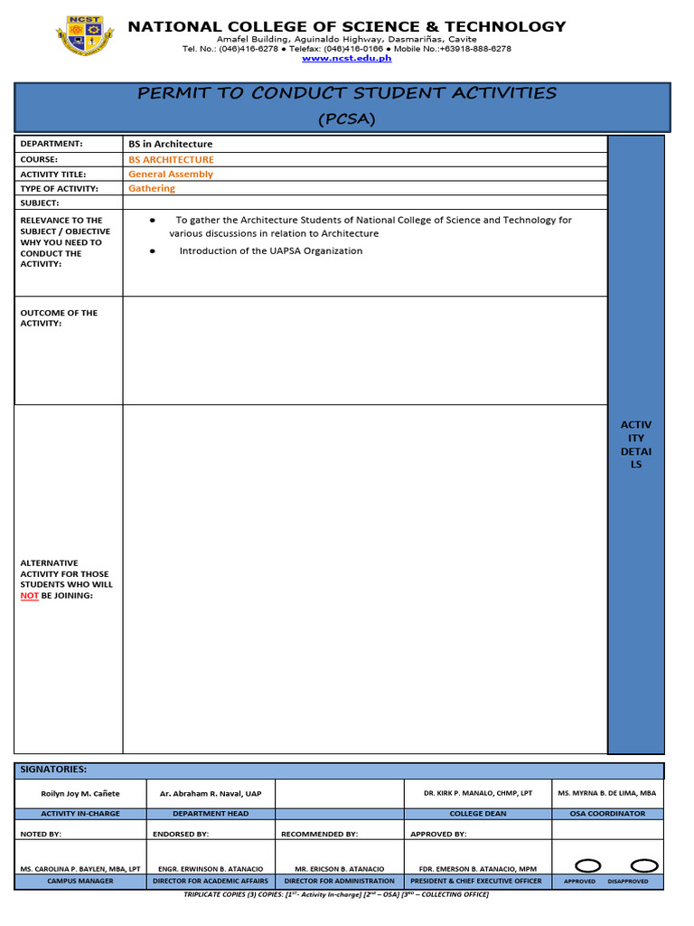 Pcsa For General Assembly 2024 | PDF