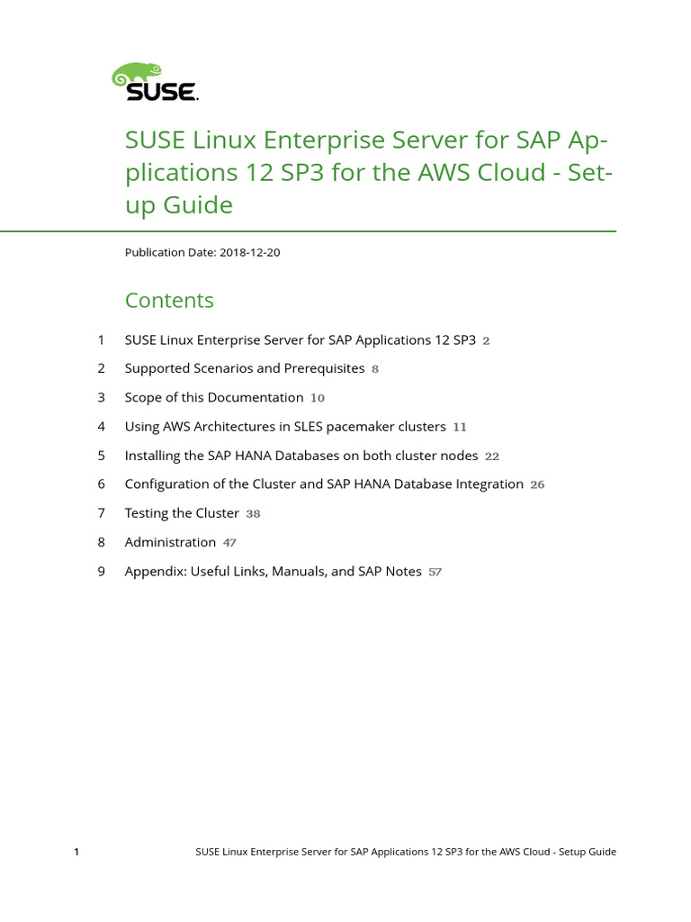SUSE Linux Enterprise Server For SAP Applications 12 SP3 For The AWS Cloud - Setup Guide | PDF ...