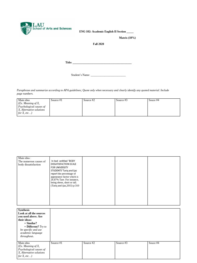 Handout 1 Graded Matrix | PDF