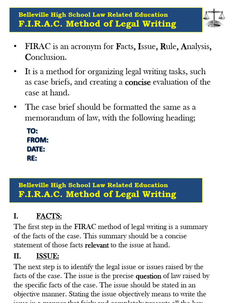 The FIRAC Method of Legal Writing | PDF | Brief (Law) | Justice