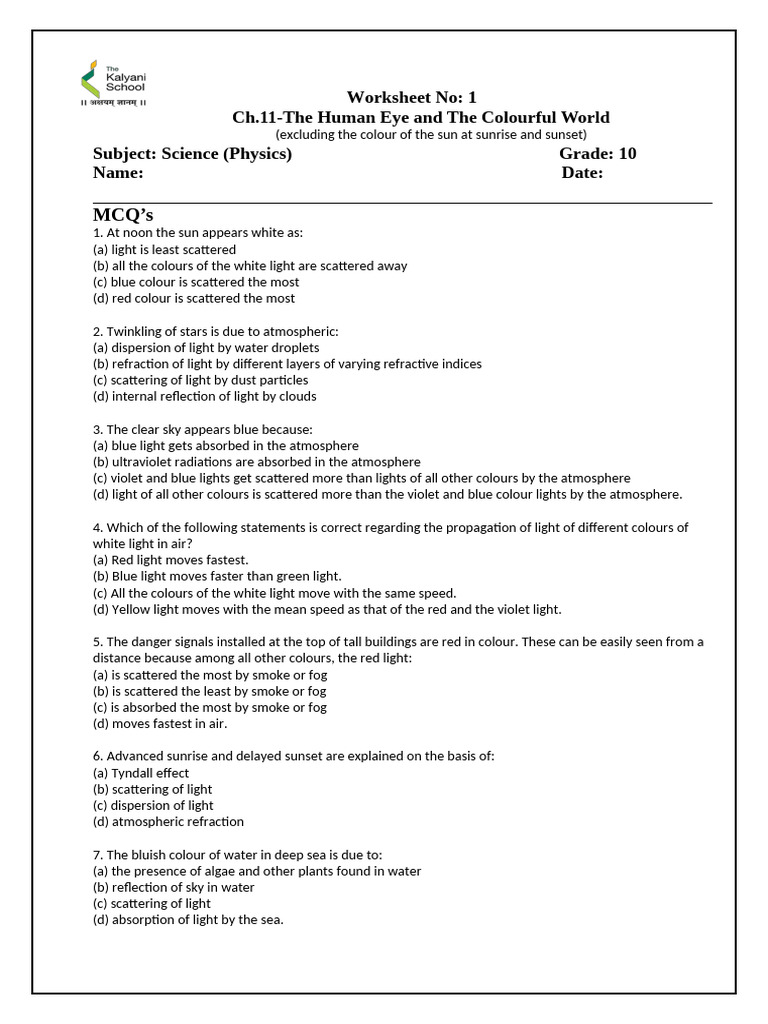 Ch-10 science grade 10 | PDF | Eye | Human Eye