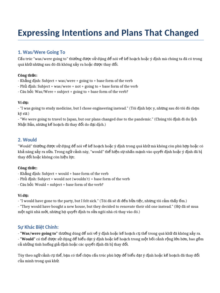 Expressing Intentions and Plans That Changed | PDF | Foreign Language ...