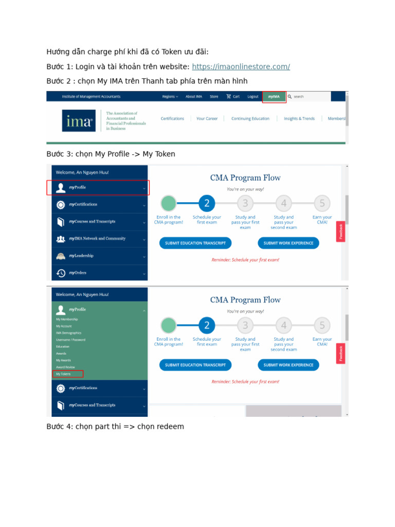 Hướng dẫn charge phí khi đã có Token ưu đãi CMA | PDF